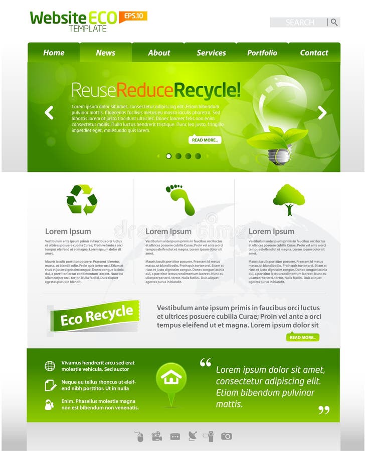 Green Eco Web Template Layout Stock Vector - Illustration of business ...
