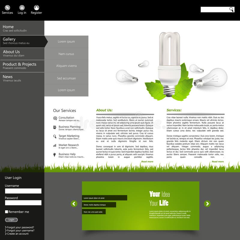 Green Eco Website Layout Template Stock Vector - Illustration of grass ...