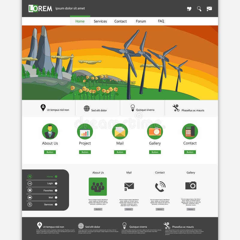 Green Eco Professional Website Stock Vector - Illustration of home ...