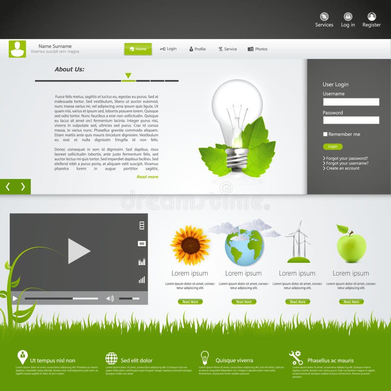Green eco website template stock vector. Illustration of earth - 46713738