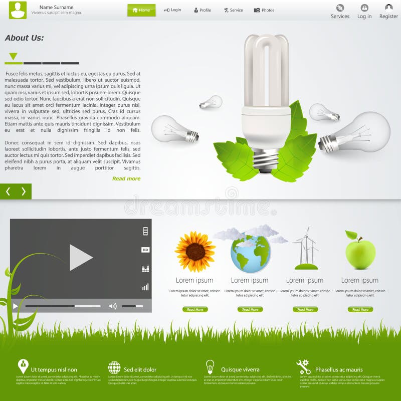 Green eco website template stock illustration. Illustration of earth ...