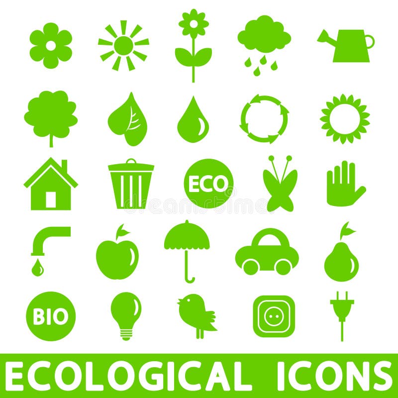Green ecological icons stock vector. Illustration of floral - 26961215