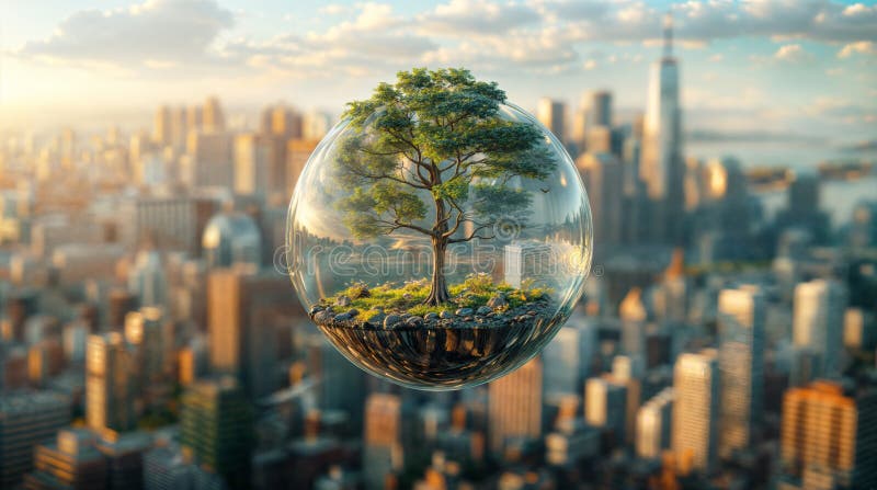 Green Ecological Industry of the Future Concept, a Tree in a Bubble ...