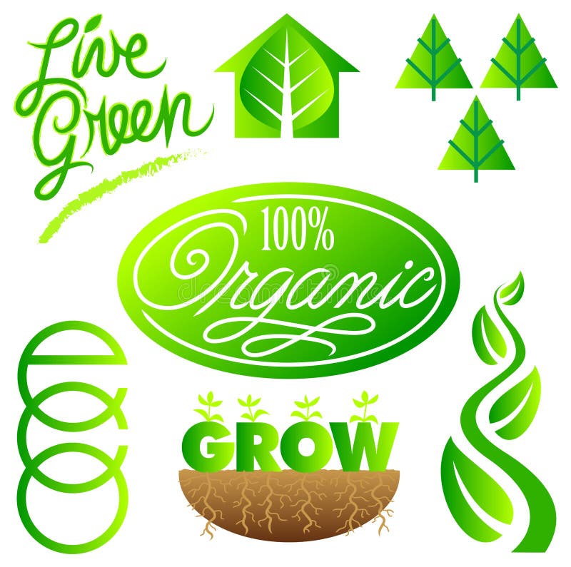 Green Ecology Clip Art Set/eps Stock Vector - Illustration of beanstalk ...