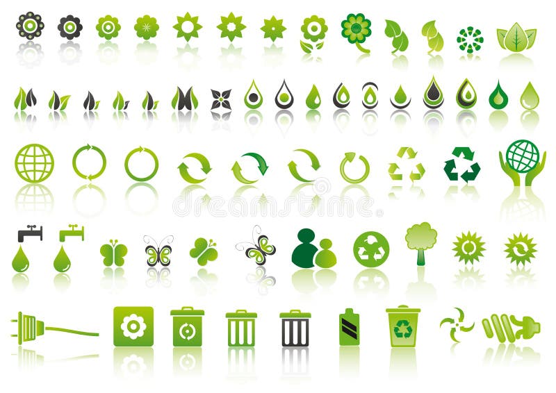Green Ecology Icons for Your Design Stock Vector - Illustration of ...