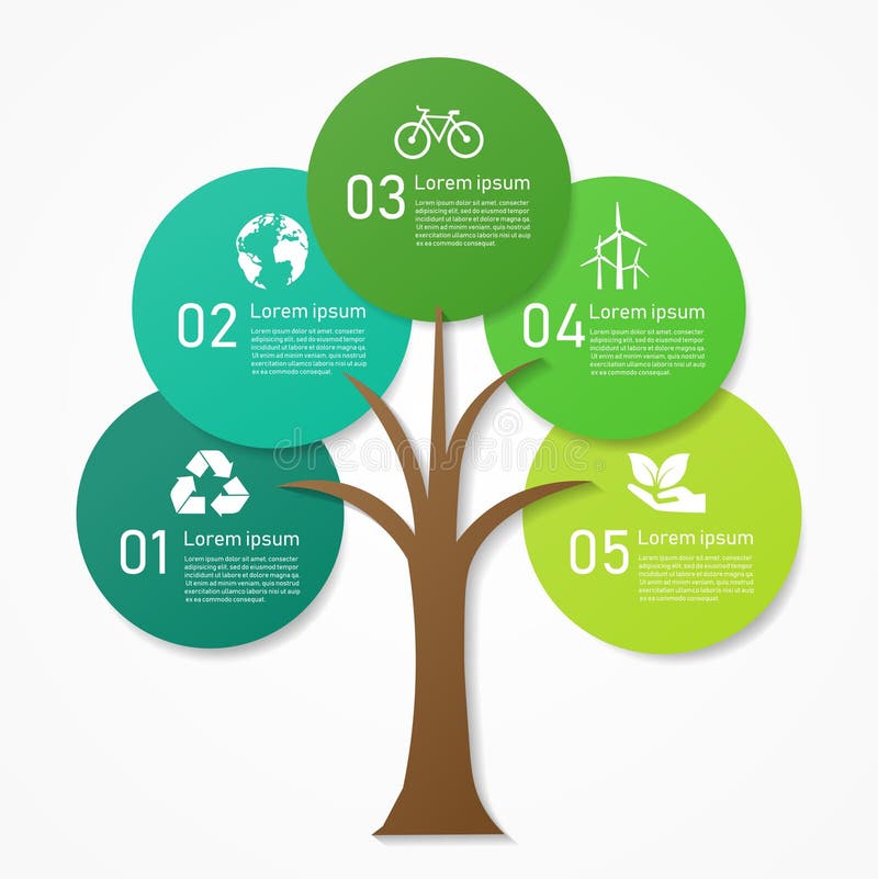 Green Ecology Leaf Infographic with Option Element Icon Background ...