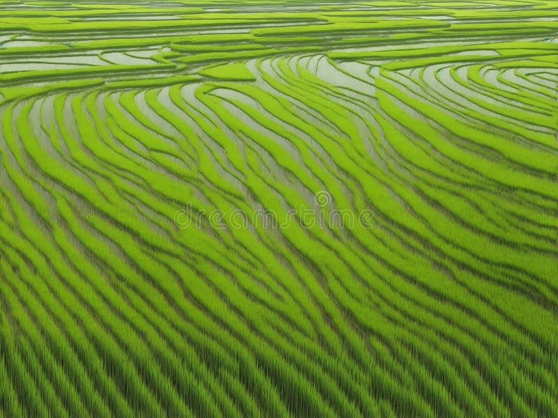 Green Ecology Rice Field, Generative AI Illustration Stock Illustration ...