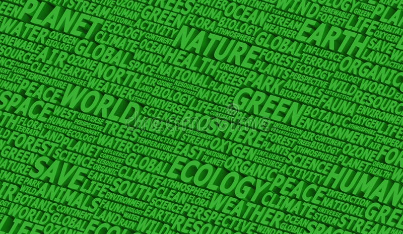 Green Ecology Words and Tags Backdrop Stock Illustration - Illustration ...