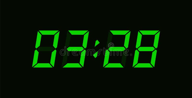 Green editable digit clock stock vector. Illustration of modern - 216979391