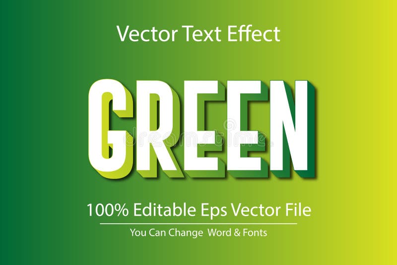 Green Editable Text Effect Vector Template Design. Stock Illustration ...