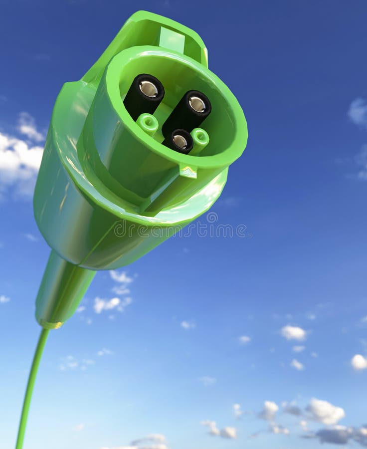Green Electric Car Charging Cable 3d Render Stock Illustration ...