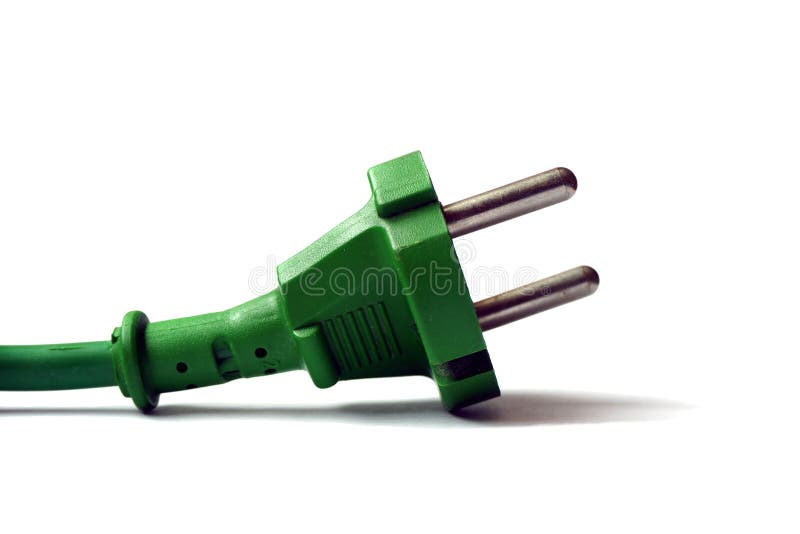 Green Electric Plug Isolated on a White Stock Image - Image of ...