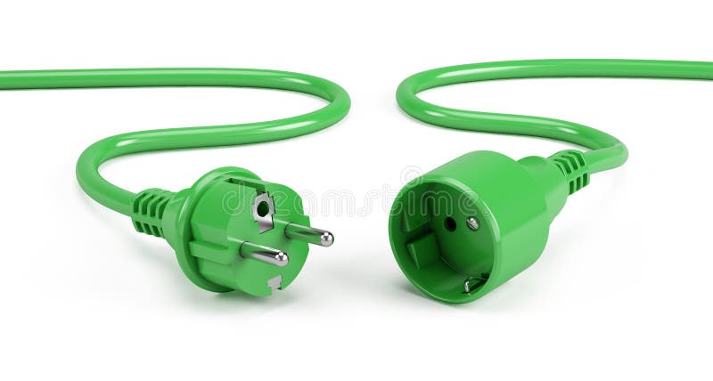 Green Electric Plugs Isolated on White Stock Illustration ...