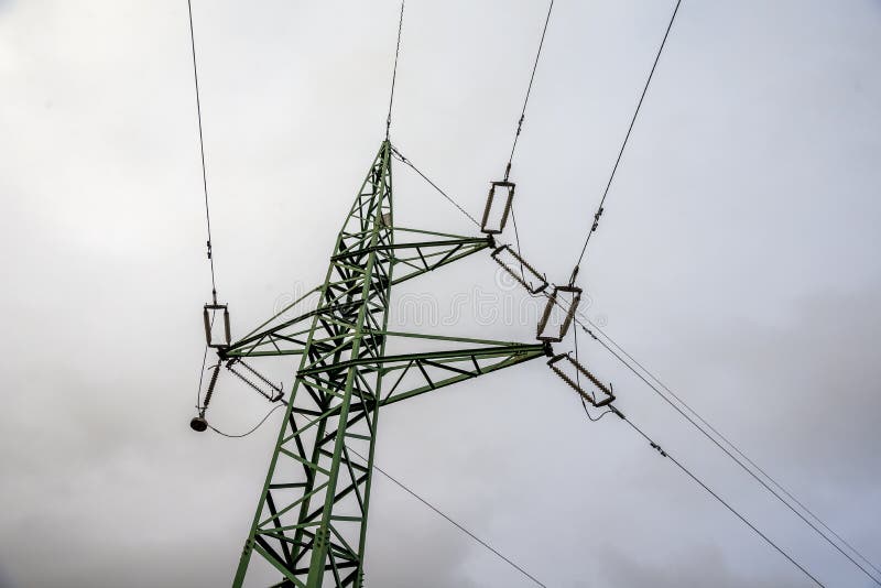 Green Electric Post for Electricity Distribution. High Voltage Stock ...