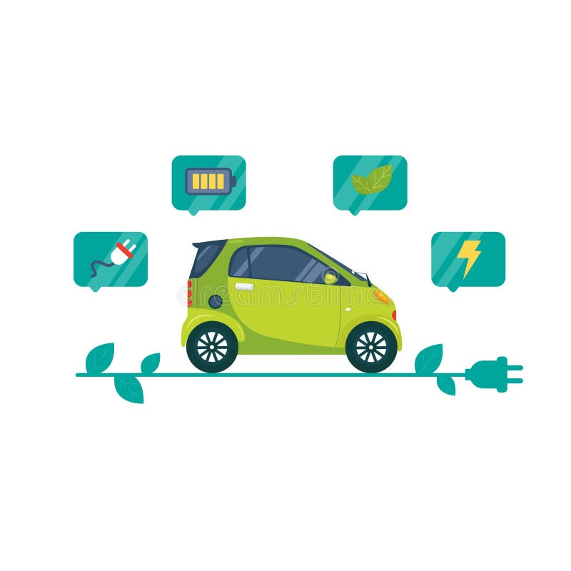 Green Electric Smart Car Infographic. Vector Illustration Stock Vector ...