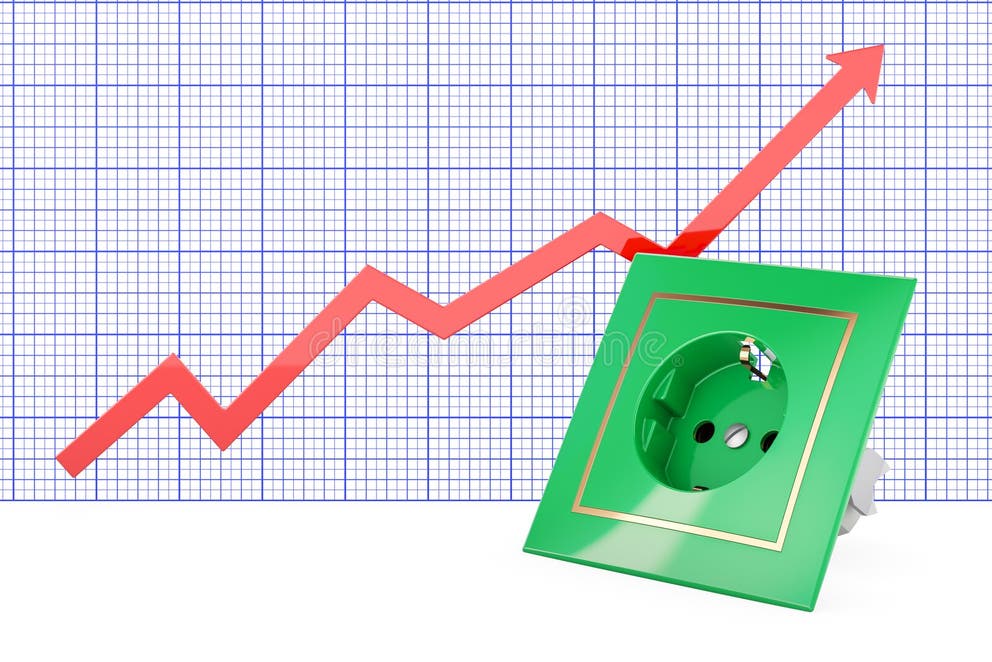 Green Electric Socket with Growing Chart, 3D Rendering Stock ...