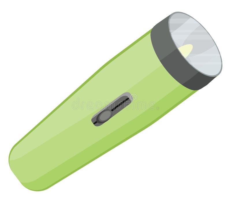 Green electric torch, icon stock vector. Illustration of metal - 261385160