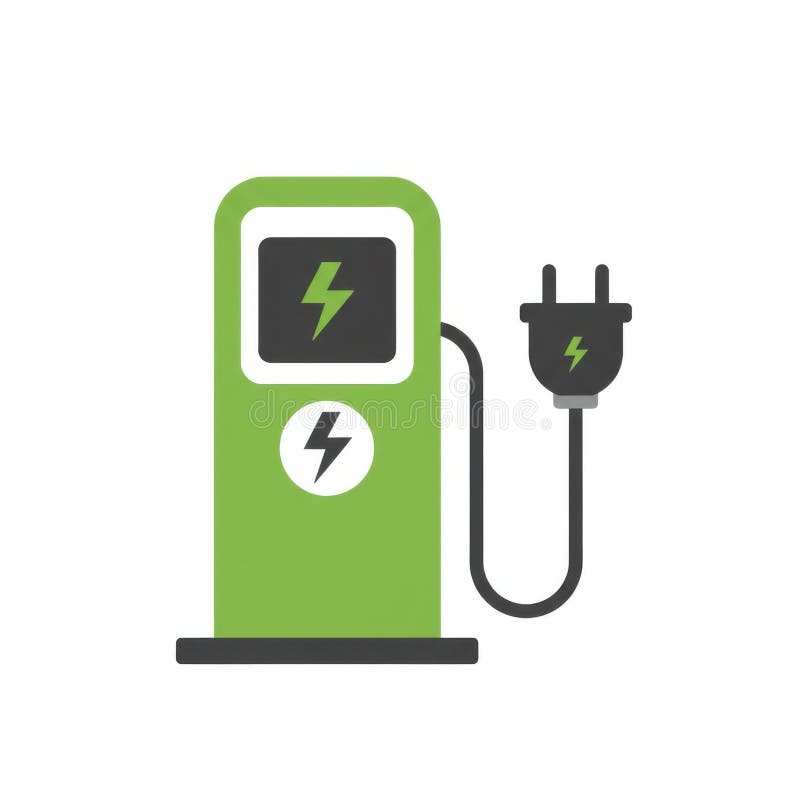 Green Electric Vehicle Charging Station Icon Stock Illustration ...