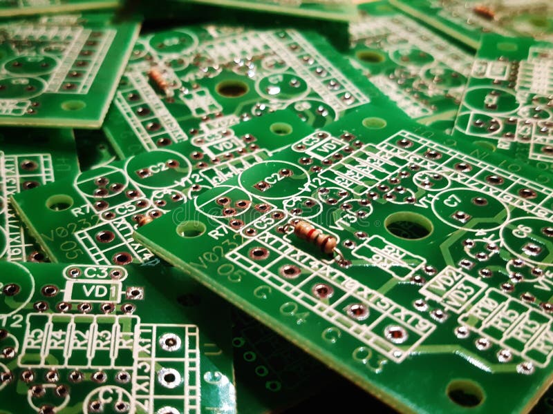 Green electrical boards. stock photo. Image of detail - 210484262
