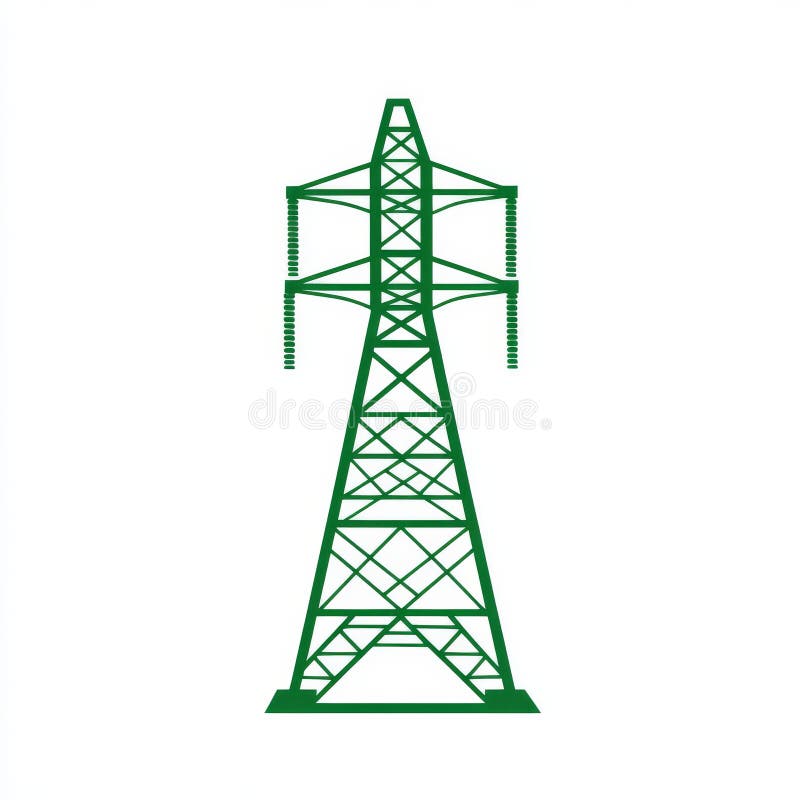 Green Electrical Transmission Tower Icon with a Simple Aesthetic and Available Copy Space Stock ...