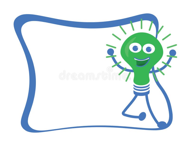 Green Blue Cartoon Bulb and Blue Frame Stock Vector - Illustration of ...