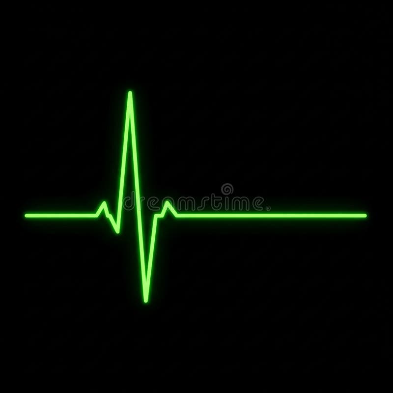 Green Electrocardiogram (ECG) Waveform Displayed on a Black Background ...