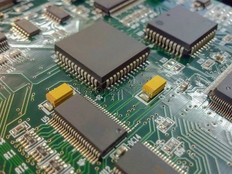 Green Electronic Board with Chip Sets Stock Image - Image of chipset ...