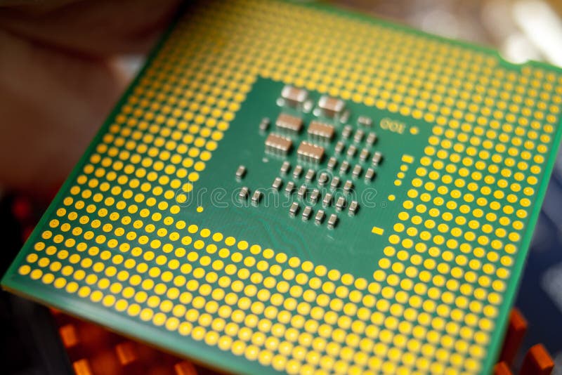 Green Electronic Chip CPU Closeup. Concept of High Technology and ...