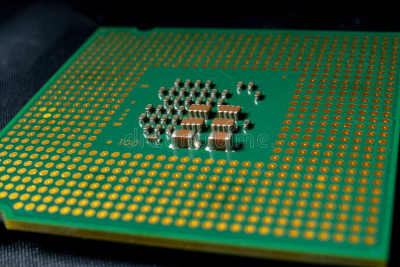 Green Electronic Chip CPU Closeup. Concept of High Technology and ...
