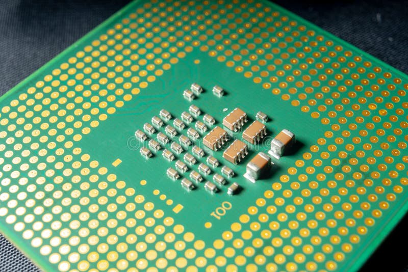 Green Electronic Chip CPU Closeup. Concept of High Technology and ...