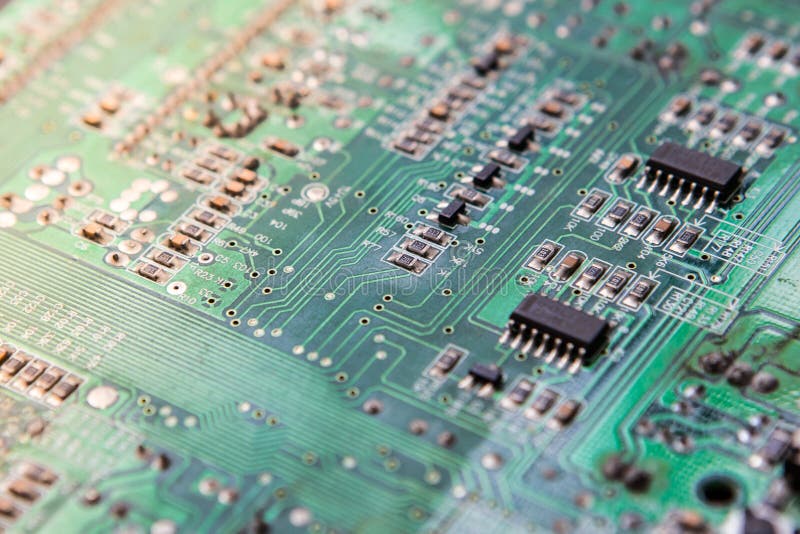 Green Electronic Circuit Board Stock Image - Image of information ...