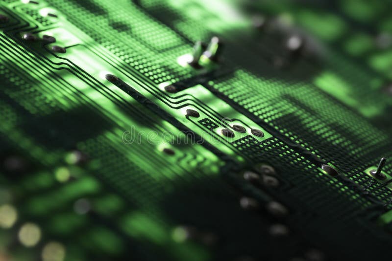 Green Electronic Circuit Board with Electrical Components Stock Photo ...