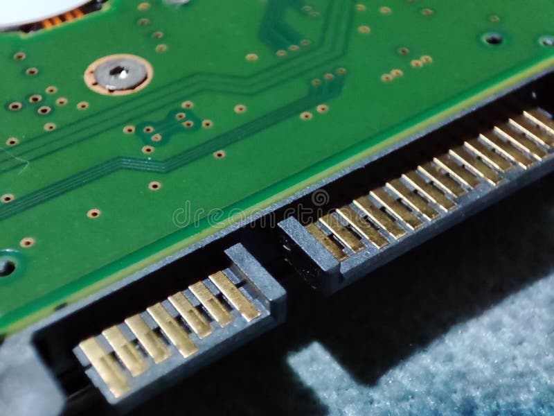 Green Electronic Circuit Board with Gold Socket Stock Photo - Image of ...