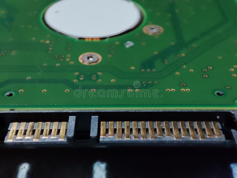 Green Electronic Circuit Board with Gold Socket Stock Image - Image of ...