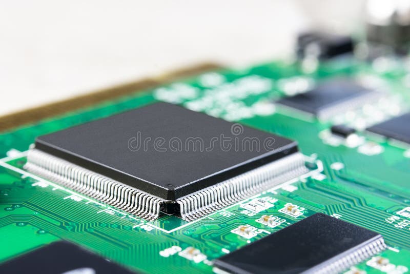 Green Electronic Computer Motherboard, Digital Chip with Copy Space ...