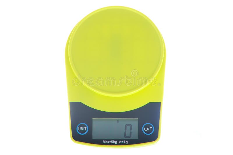 Green Electronic Digital Kitchen Scale on White Stock Photo - Image of ...