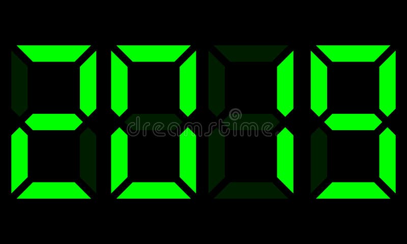 Green Electronic Numbers 2019 on Black Background Stock Vector ...
