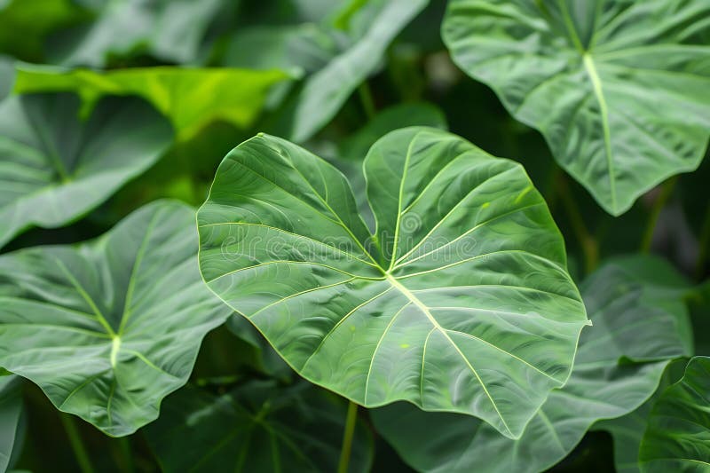 Big Size Green Leaves. Colocasia Esculenta Tree Leaves Stock ...