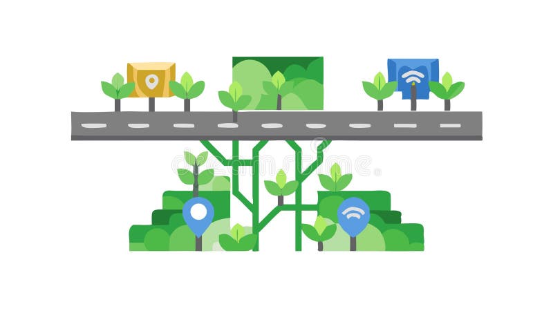 Green Elevated Highway Vector. Sustainable Infrastructure Travel ...