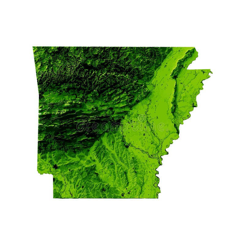 Green Elevation Map of Arkansas Stock Vector - Illustration of ...
