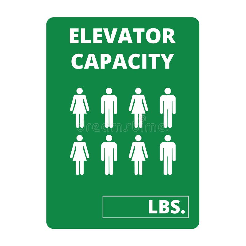 Green Elevator Capacity Banner with Drawing of Eight People and Space ...