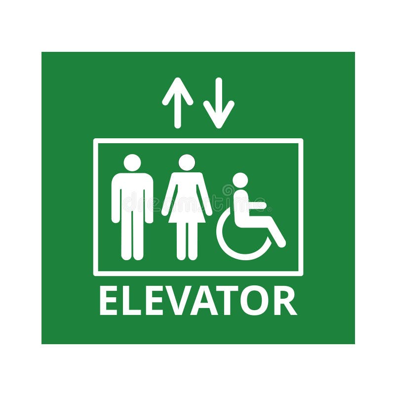 Green Elevator Sign on a White Background Stock Vector - Illustration ...