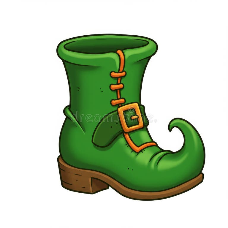 Green Elf Boot Cartoon Illustration Stock Illustration - Illustration ...