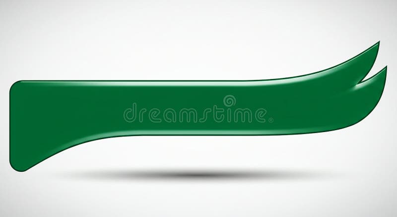 A Green, Elongated Banner with a Curved, Stylized Design, Featuring Two ...