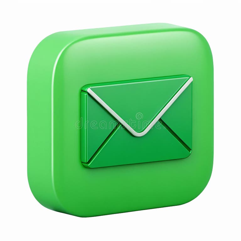 Green Email with Envelope Design on Transparent Background for Digital ...