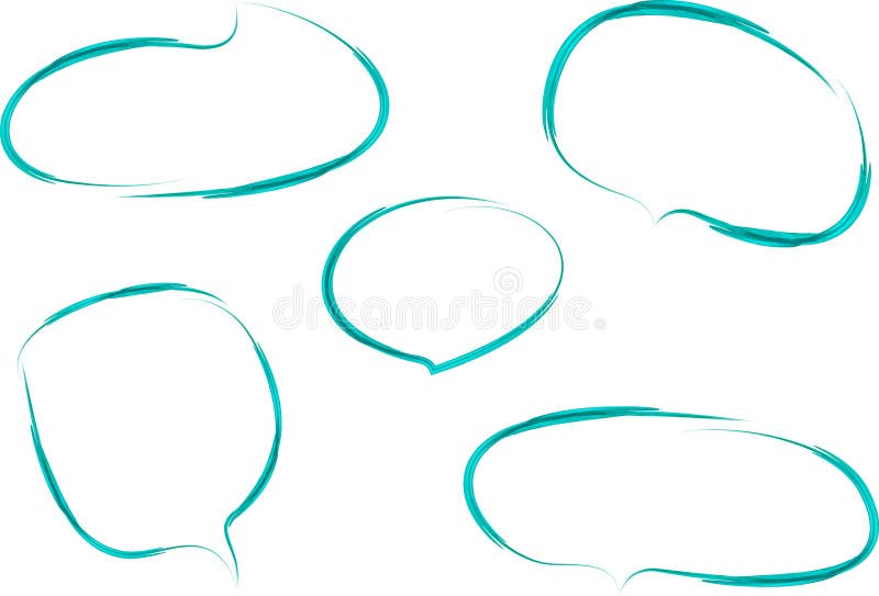 Green Emerald Decorative Doodle Hand Drawn Art Speech Bubbles Stock ...