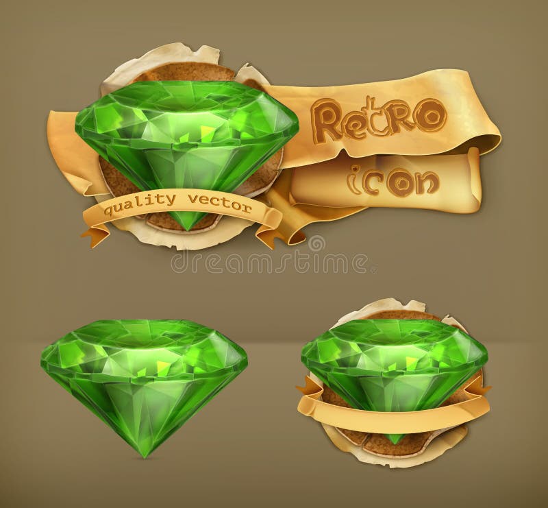 Green emeralds icons stock vector. Illustration of graphic - 57417513