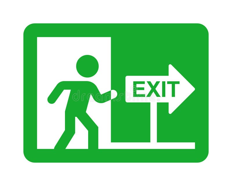Green emergency exit icon. stock vector. Illustration of danger - 306197669