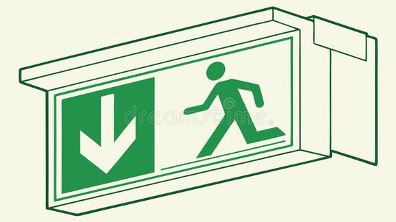 Green Emergency Exit Sign, Clear Safety Indicator, Vector Design ...