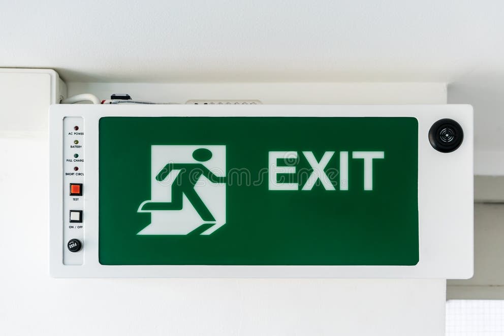 Emergency Exit Sign. Direction To the Escape Way Stock Photo - Image of ...